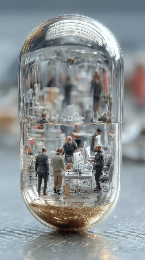 Tiny People Work Inside a Transparent Capsule Filled with Computers ...