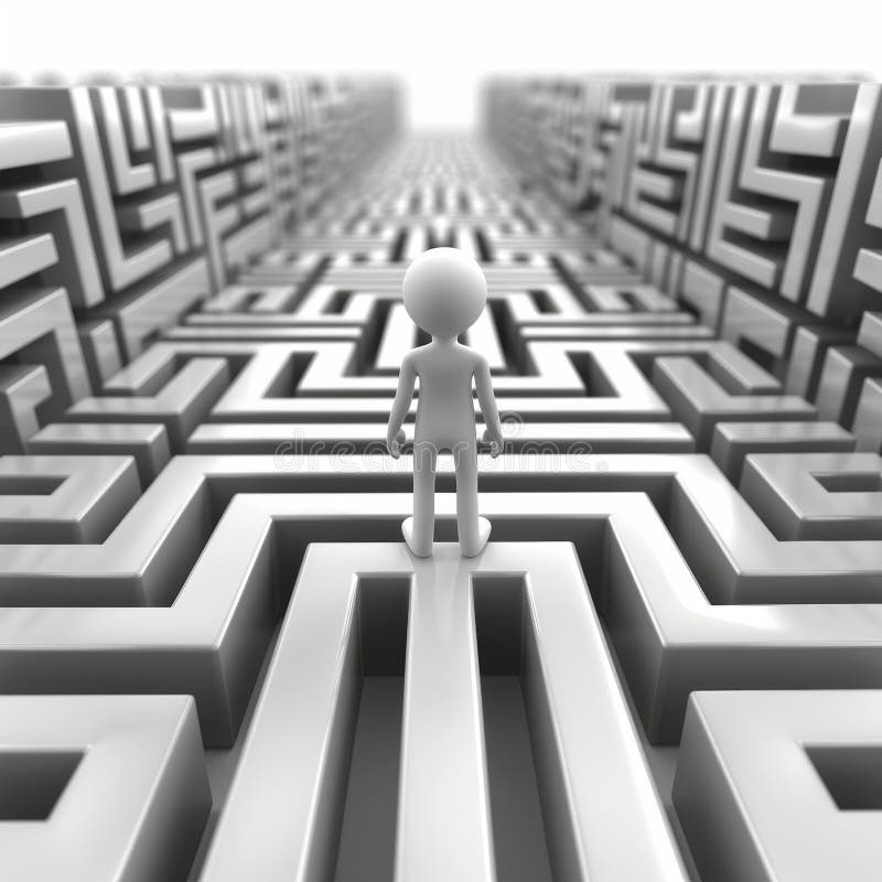 Tiny Person Standing in the Middle of a Large Maze Looking at Multiple ...