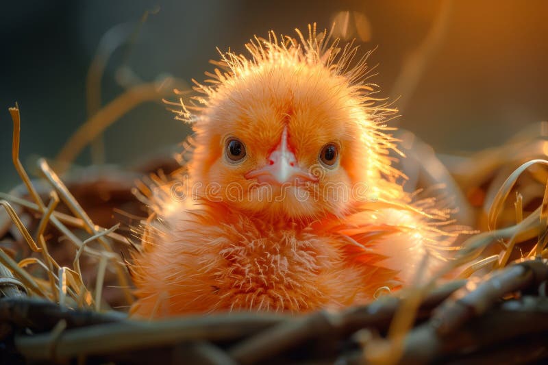 Tiny Phoenix with Glowing Feathers Resting in a Cozy Nest Stock ...
