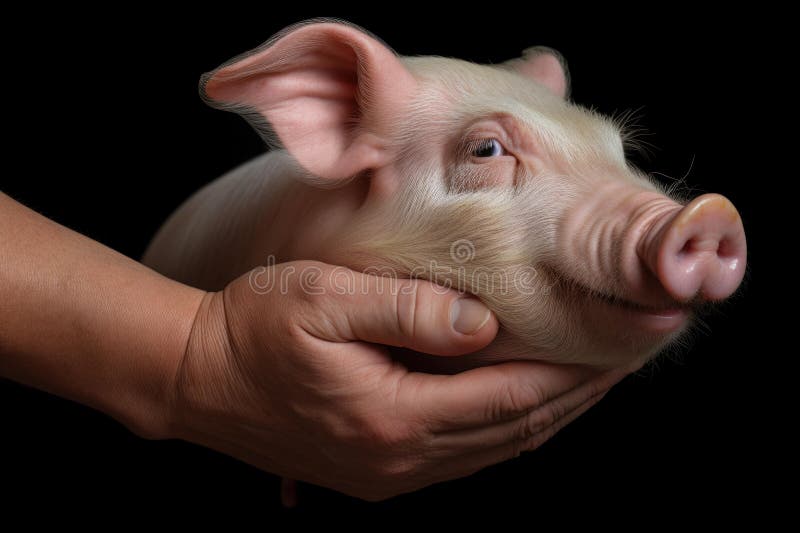 Tiny Pig Newborn Hands Cute. Generate Ai Stock Photo - Image of female ...