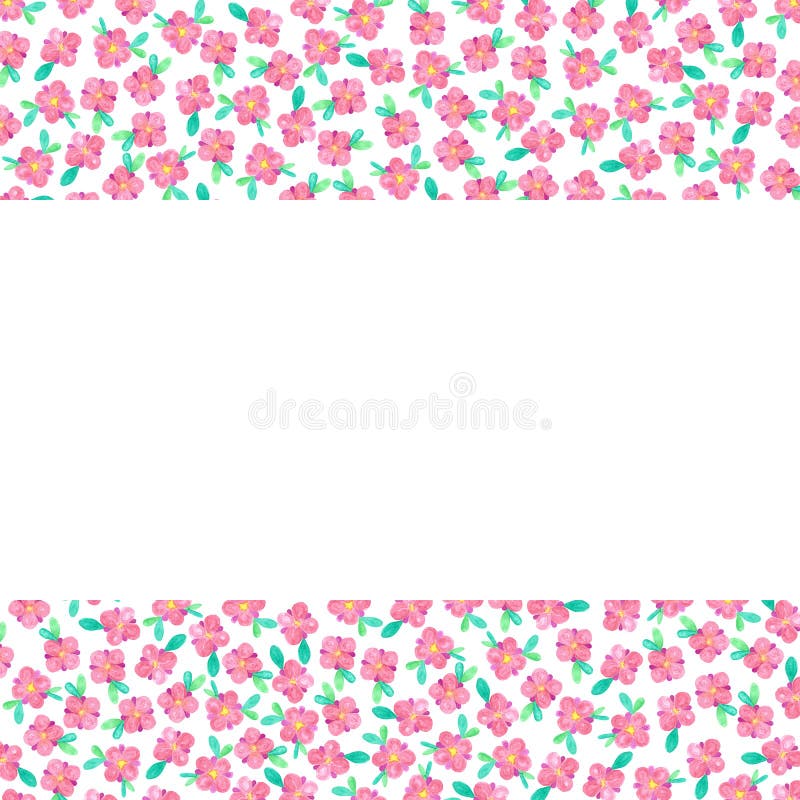 Tiny Pink Flowers Rectangle Frame. Stock Illustration - Illustration of ...