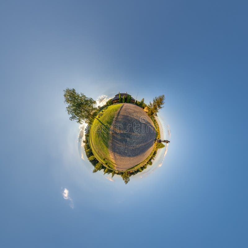 Tiny Planet Transformation of Spherical Panorama 360 Degrees. Spherical Abstract Aerial View ...
