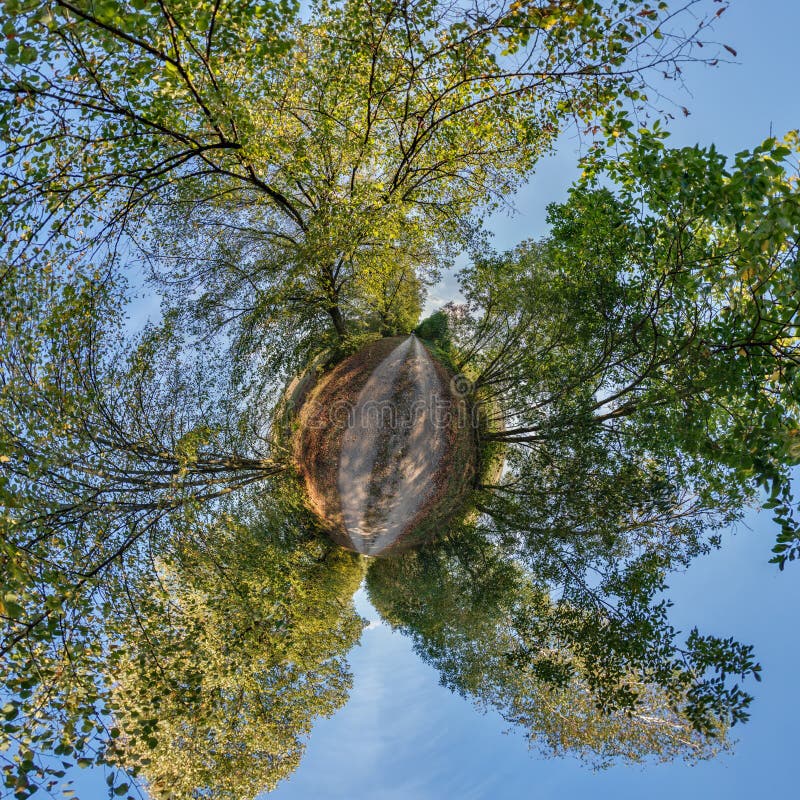 Tiny Planet Transformation of Spherical Panorama 360 Degrees. Spherical Abstract Aerial View ...