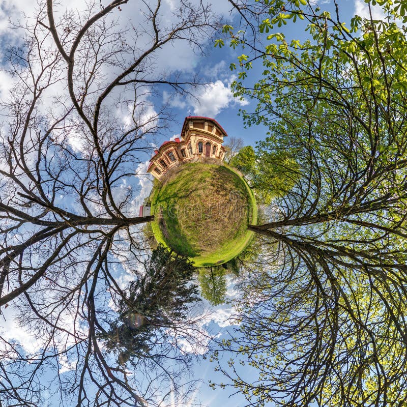 Tiny Planet Transformation of Spherical Panorama 360 Degrees. Spherical ...