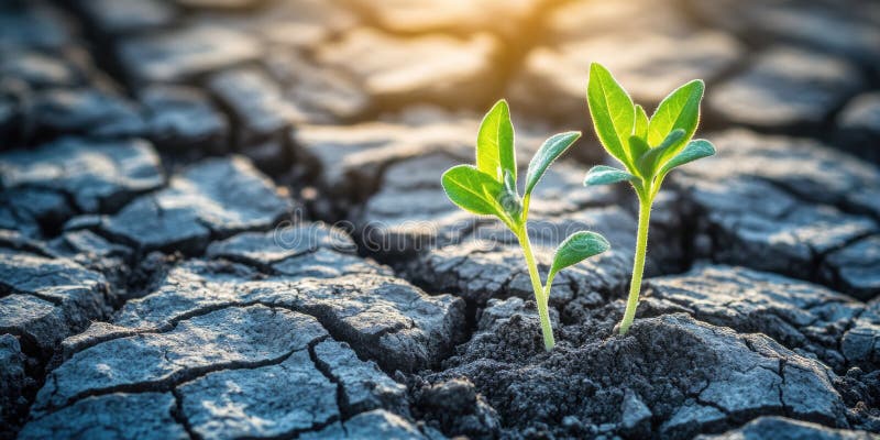 A Tiny Plant is Seen Growing Out of the Earth, with Its Leaves and Stem ...