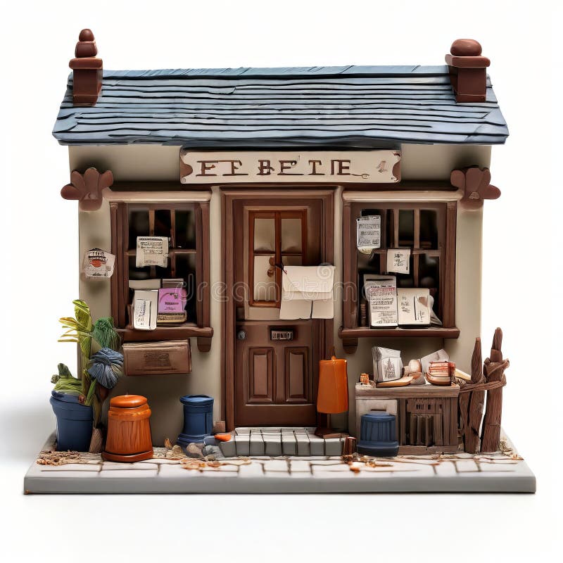 A Tiny Post Office with Miniature Letters and Envelope Stock ...