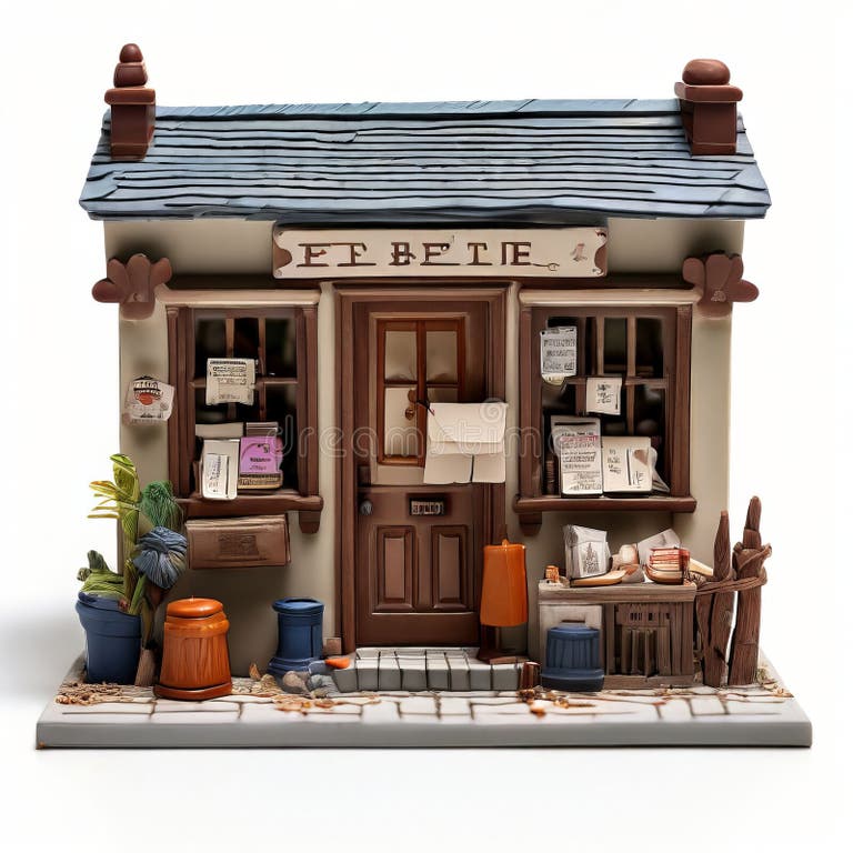 A Tiny Post Office with Miniature Letters and Envelope Stock ...