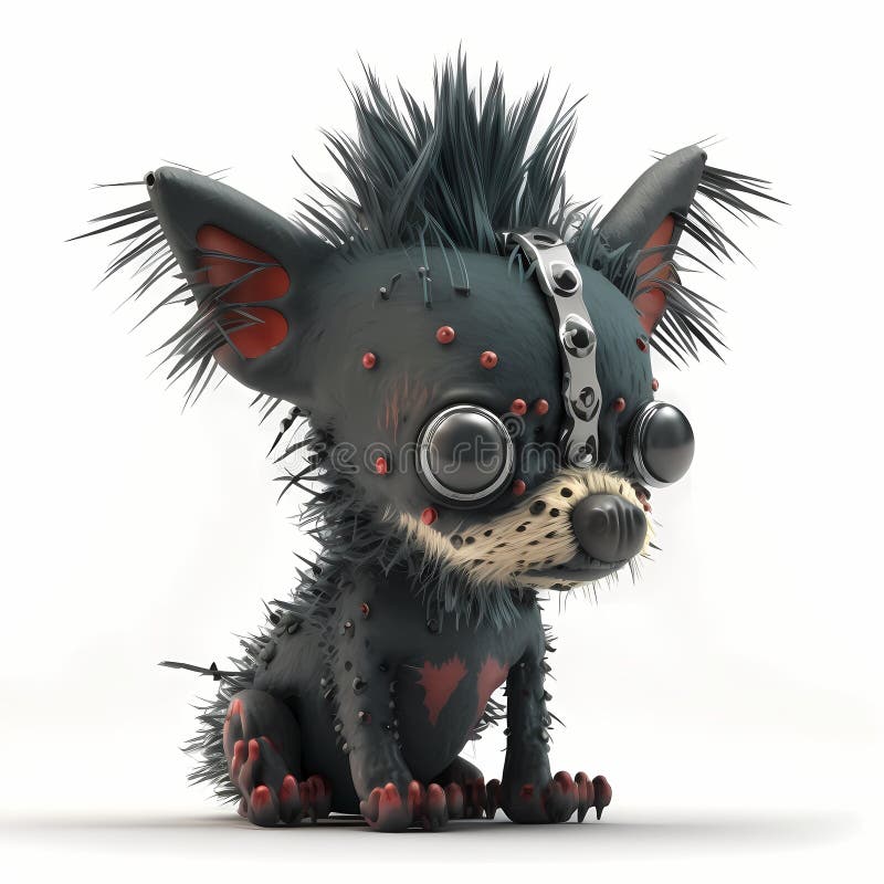 Tiny Punk Monster Dog. Generative AI Stock Illustration - Illustration ...