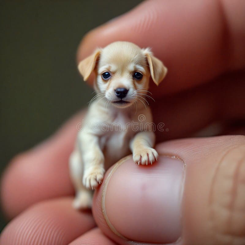 Tiny Puppy Standing on Person S Fingers Stock Illustration ...