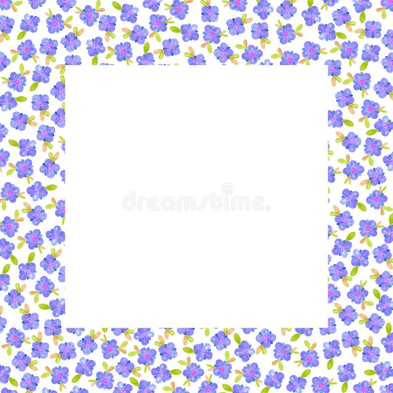 Tiny Purple Flowers Square Frame. Stock Illustration - Illustration of ...