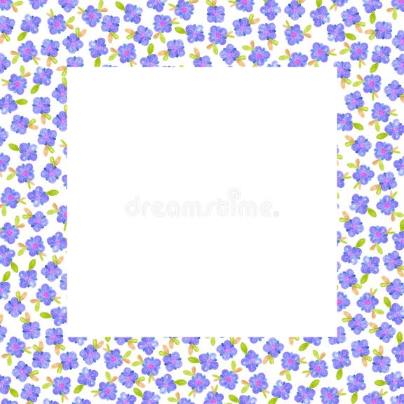 Tiny Purple Flowers Square Frame. Stock Illustration - Illustration of ...