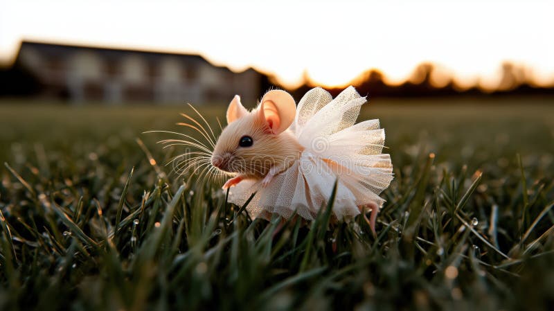 Tiny Rat Dressed As Ballet Dancer Gracefully Poses on Grass Stock ...