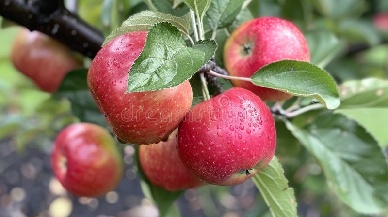Tiny Red Apples Growing on a Backyard Tree in Early Autumn Stock Photo ...