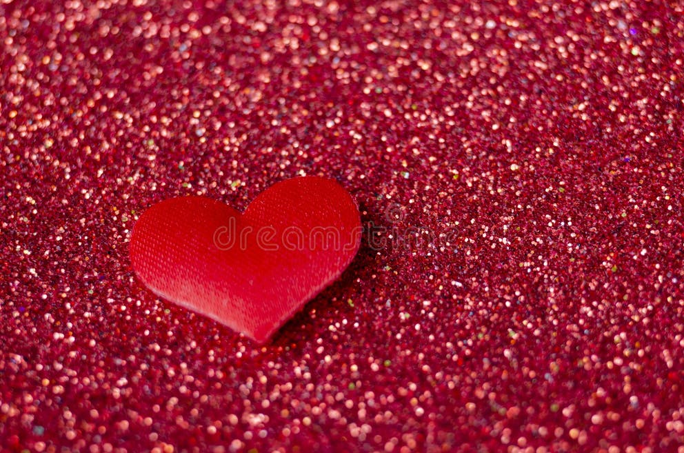 A Tiny Red Heart on Sparkle Red Background with Customizable Space for ...