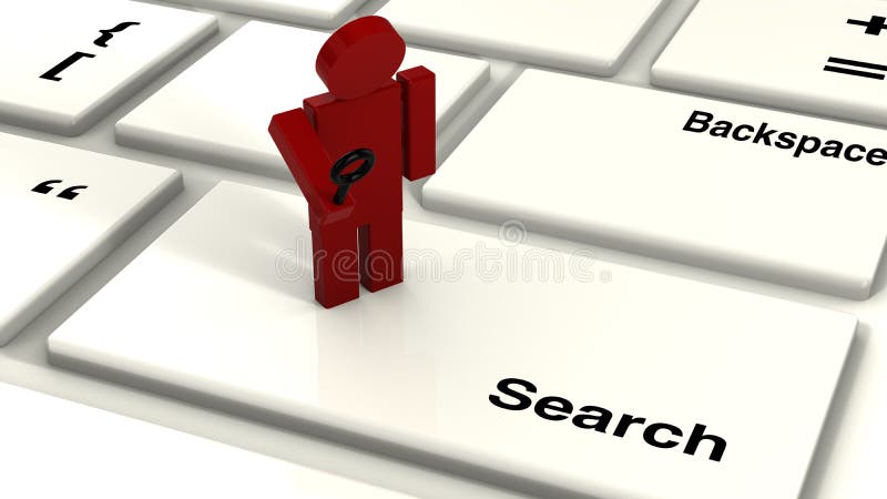Tiny red search guy stock illustration. Illustration of look - 66914916