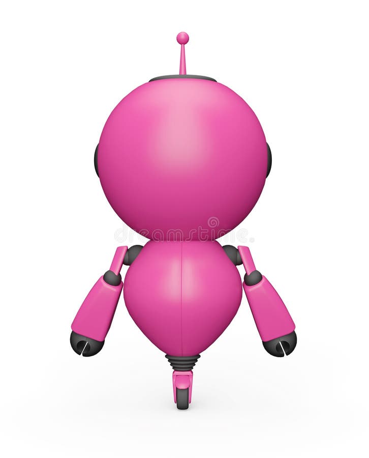 Tiny Robot in White Background Rear View Stock Illustration ...