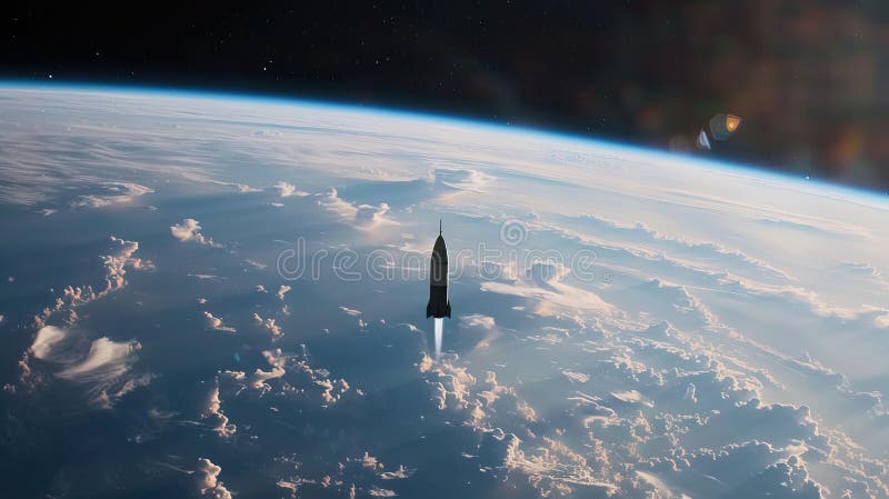 Rocket Launching into Outer Space Stock Illustration - Illustration of ...