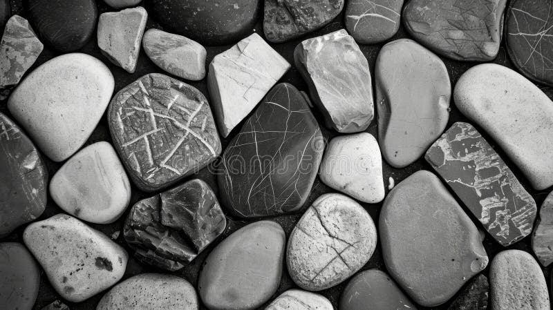 A of Tiny Rocks with Different Texturesart.ranged in a Geometric ...