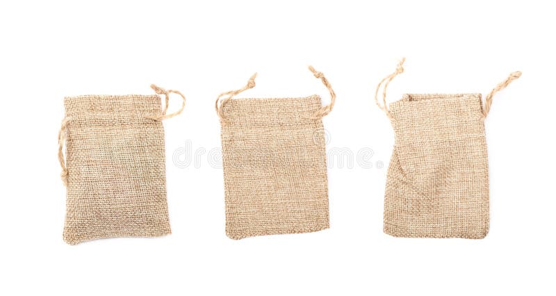 Tiny Sackcloth Bag Isolated Stock Photo - Image of gift, holiday: 74436134