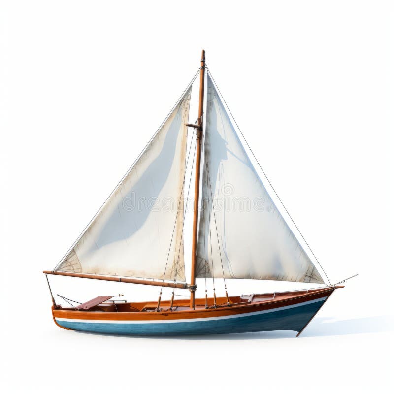 Photorealistic 3d Rendering of Sailboat on White Background Stock ...