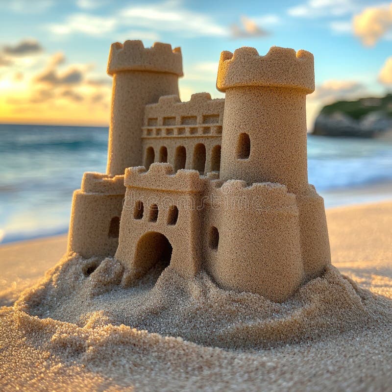 Tiny Sandcastle by the Sea Shore Stock Photo - Image of activity, sunny ...