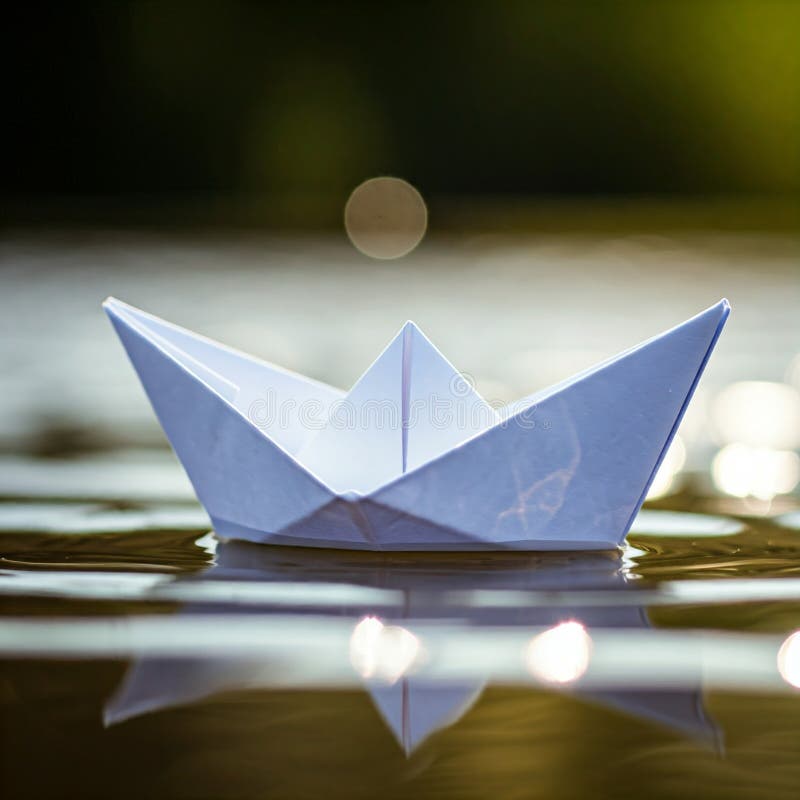 A Paper Ship Sailing the Sea of Dreams Stock Illustration ...