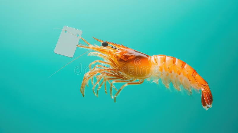 Tiny Shrimp Grasping Price Tag Underwater Stock Illustration ...