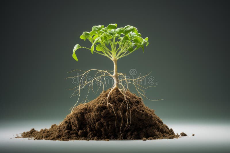 Tiny Small Plant with Roots. Generate Ai Stock Illustration ...