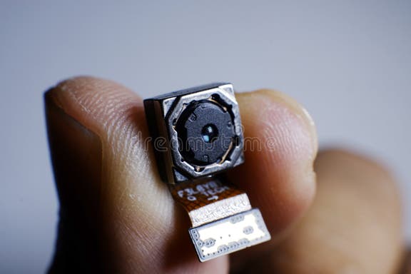Tiny Small Smarthphone Camera Module in Fingertip Stock Image - Image ...