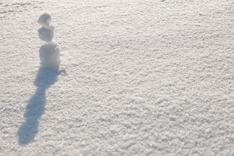 Tiny Snowman in Snow. Copy Space. Text Winter in Snow Stock Image ...