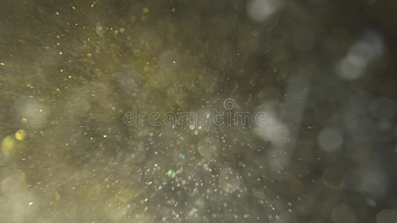 Many Golden Sparkling Glitters Falling Floating in Light on Empty ...
