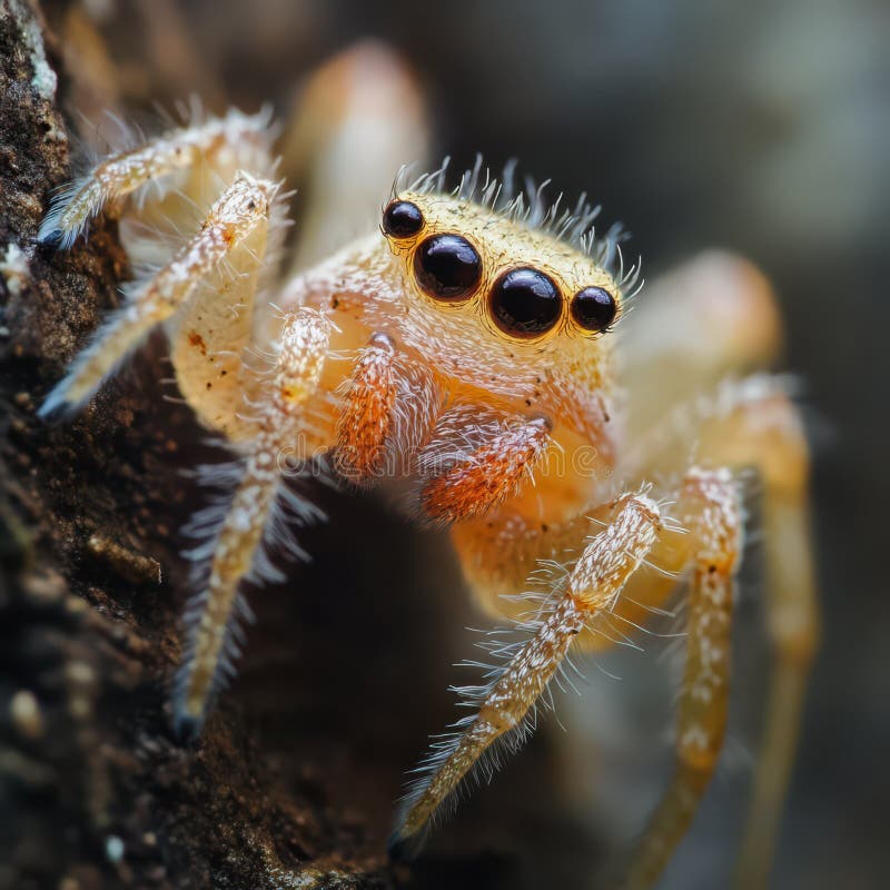Close-up of a Tiny Spider on Tree Bark in a Natural Setting Stock Image ...