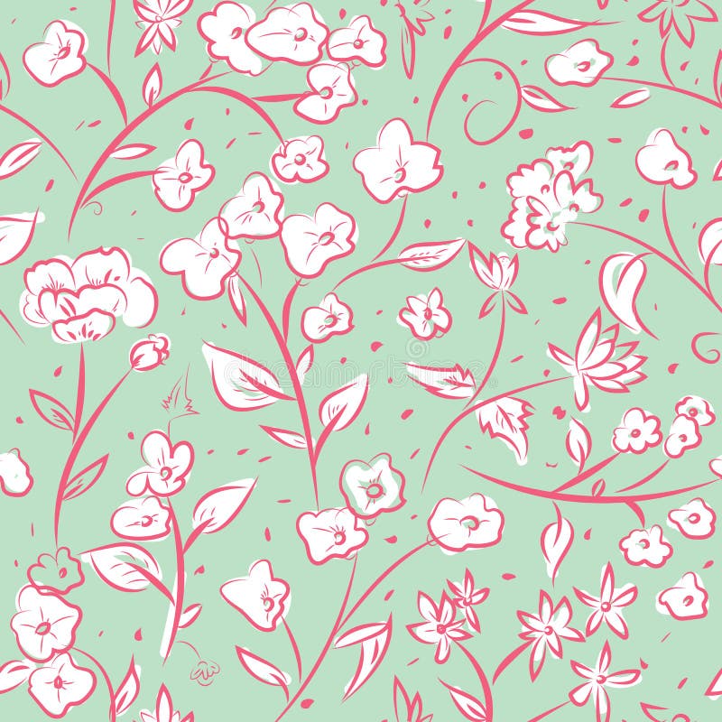 Tiny Spring Flowers Doodle Drawing Pattern Stock Vector - Illustration ...