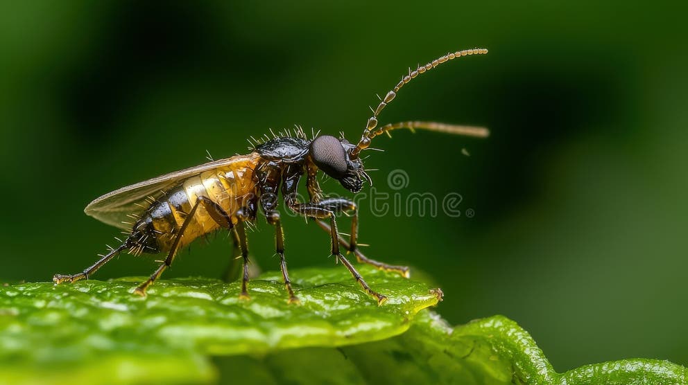 Springtail Jumping Off Leaf in Lush Garden Macro Photography Nature ...