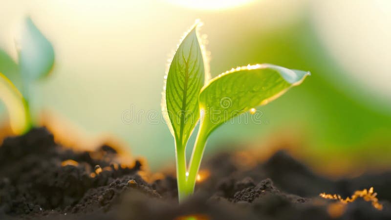 Tiny Sprout Breaking through Soil. Concept of Growth, Nature, Renewal ...
