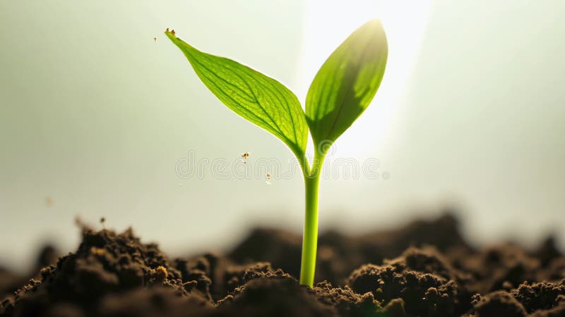 Tiny Sprout Breaking through Soil Surface Growing Upwards Concept of ...