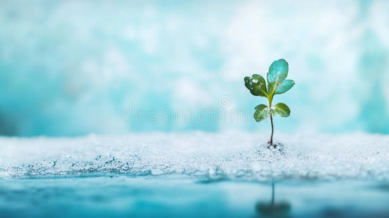 Tiny Sprout Emerges from Melting Snow, Symbolizing Spring S Arrival and ...