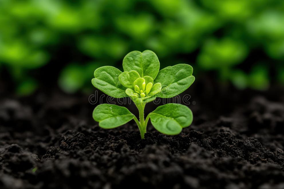 A Tiny Sprout Emerges from the Rich Earth Stock Illustration ...