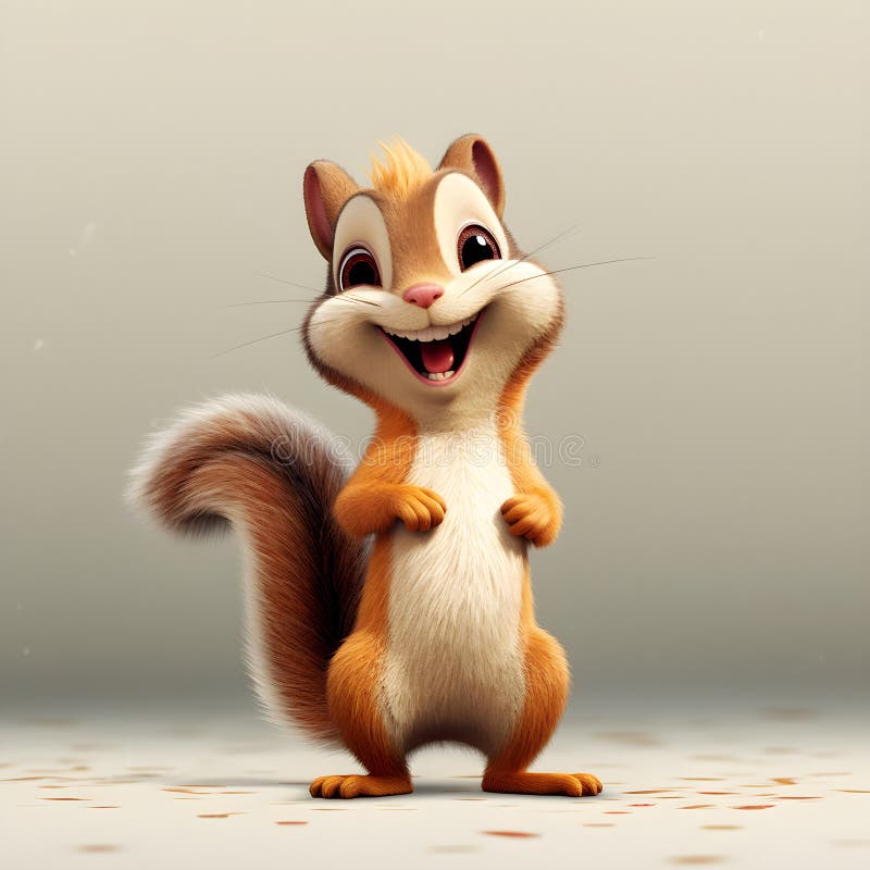 A Tiny Squirrel Chattered with Glee Full Body Pixar Style Illustration ...