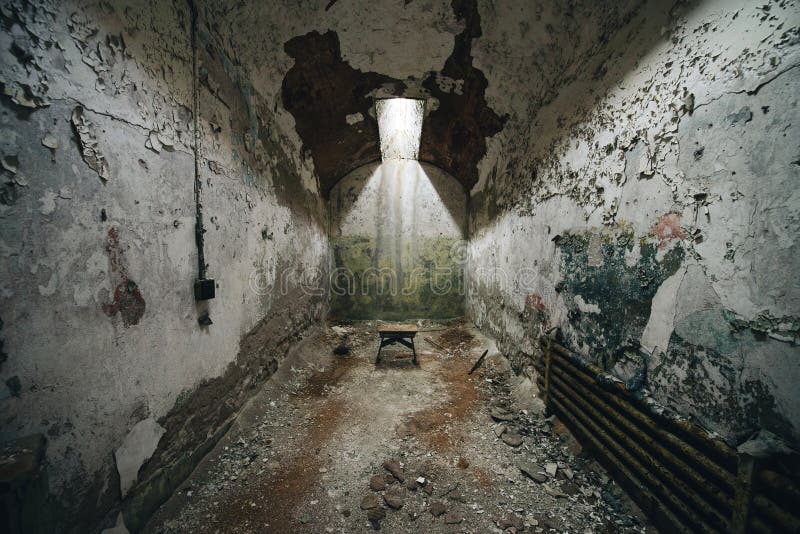 Tiny Stool in an Abandoned Prison Cell Stock Image - Image of grungy ...