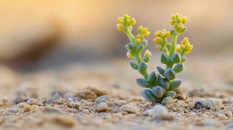 A Tiny Succulent Plant Sprouting from Sandy Soil in a Desert ...