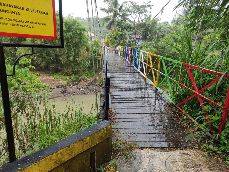 A Tiny Suspension Bridge for Crossing between Villages Stock Image ...