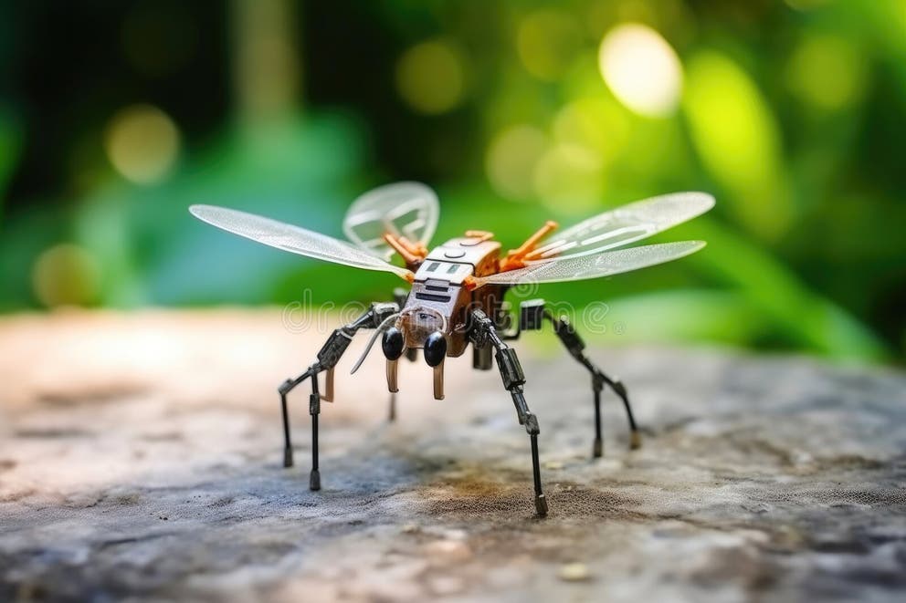 Tiny Tech Bug in a Natural Wonderland. Stock Illustration ...