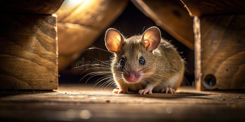 A Tiny Terror in the Dim a Mouses Vulnerable Hideout in a Gloomy Room ...