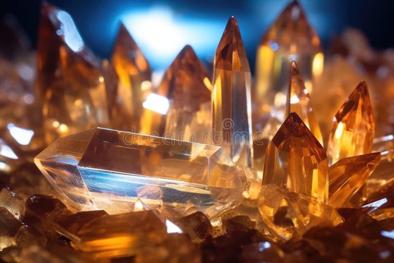 Tiny Topaz Crystals on a Rock Surface Reflecting Light Stock ...