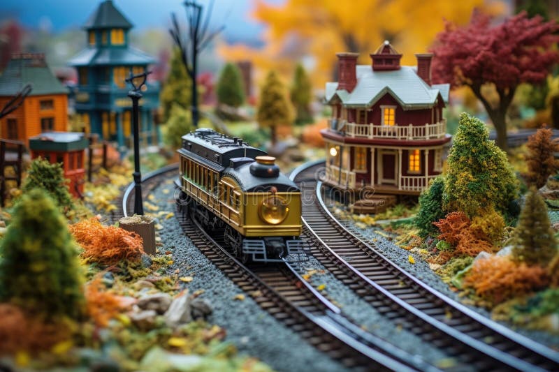 Tiny Trains Winding Along Model Railway Tracks Stock Image - Image of ...