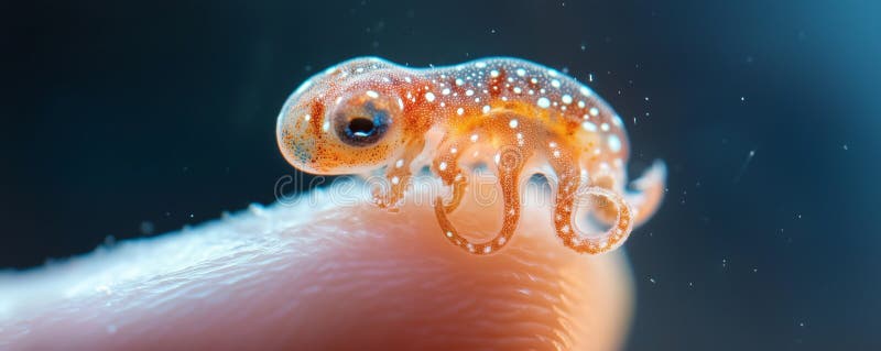 Tiny Translucent Octopus Rests Delicately on a Human Fingertip in a ...