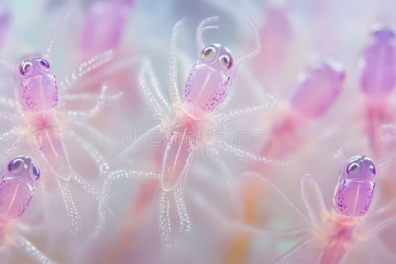 Tiny Transparent Marine Creatures Floating in Shallow Water Stock Image ...
