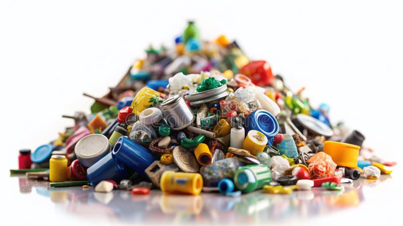 Tiny Trash Pile an Isolated Miniature Waste Collection Tilted ...