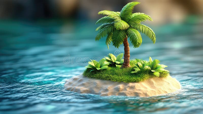 Tiny Tropical Island Oasis with Vibrant Foliage and Pristine Blue ...